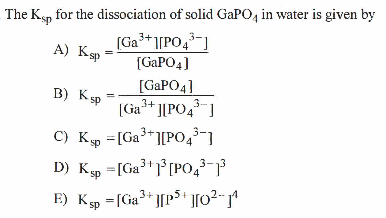 Solved The Ksp for the dissociation of solid GaPO4 in water | Chegg.com