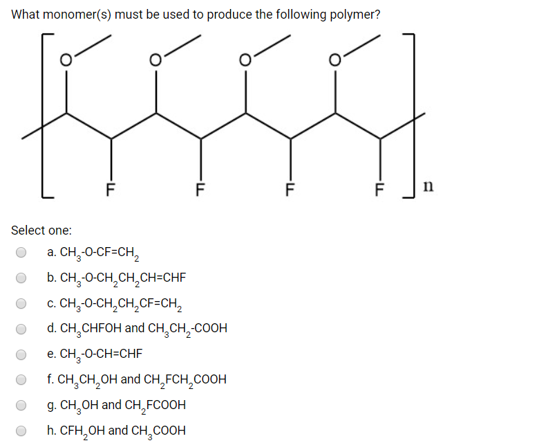 Solved What monomer(s) must be used to produce the following | Chegg.com