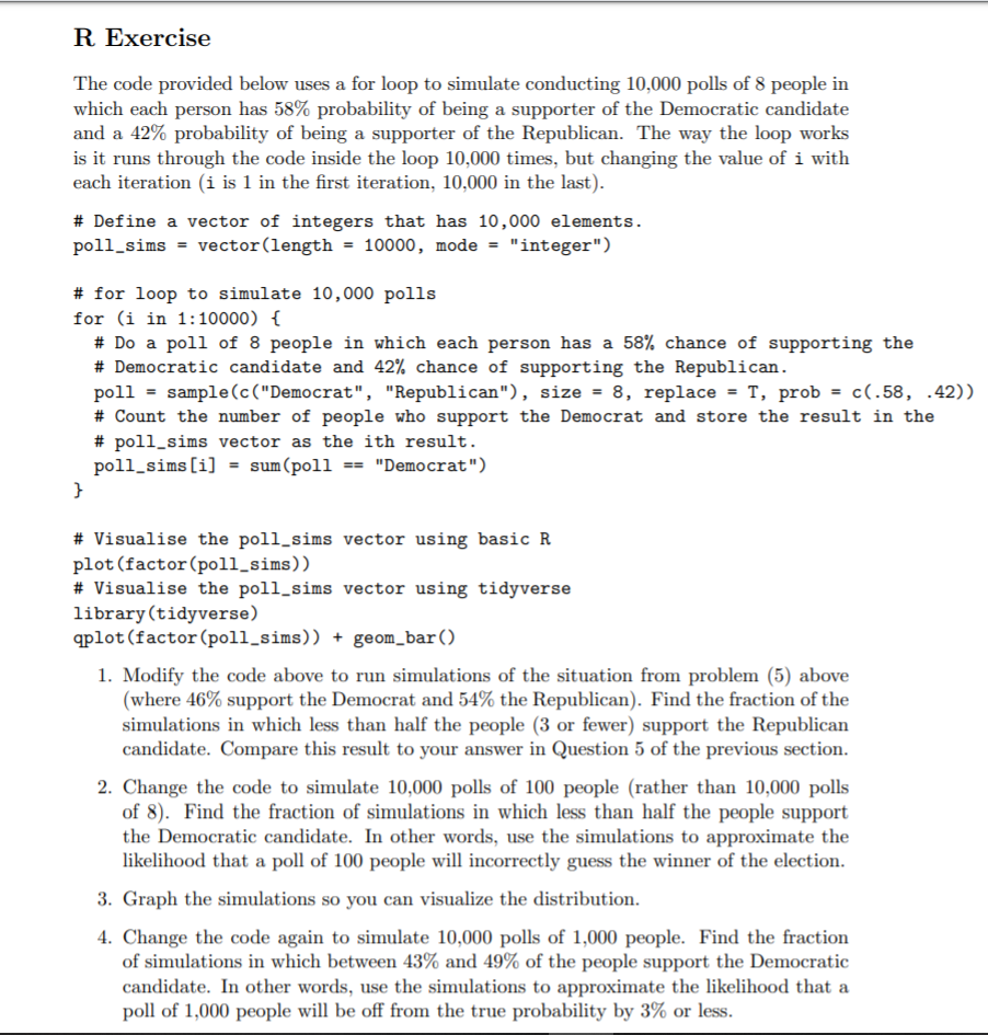 Solved R Exercise The code provided below uses a for loop to | Chegg.com