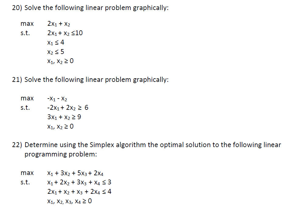Solved Solve the following linear problem | Chegg.com