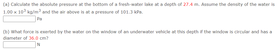 Solved (a) Calculate the absolute pressure at the bottom of | Chegg.com