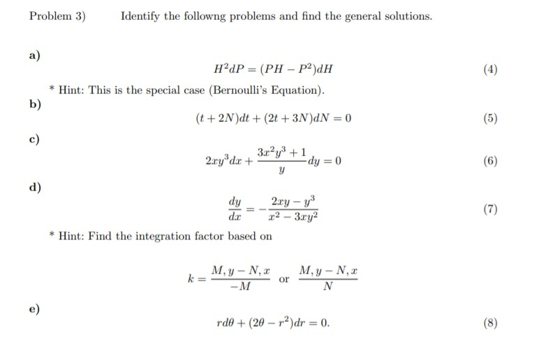 Solved Problem 3) Identify the followng problems and find | Chegg.com