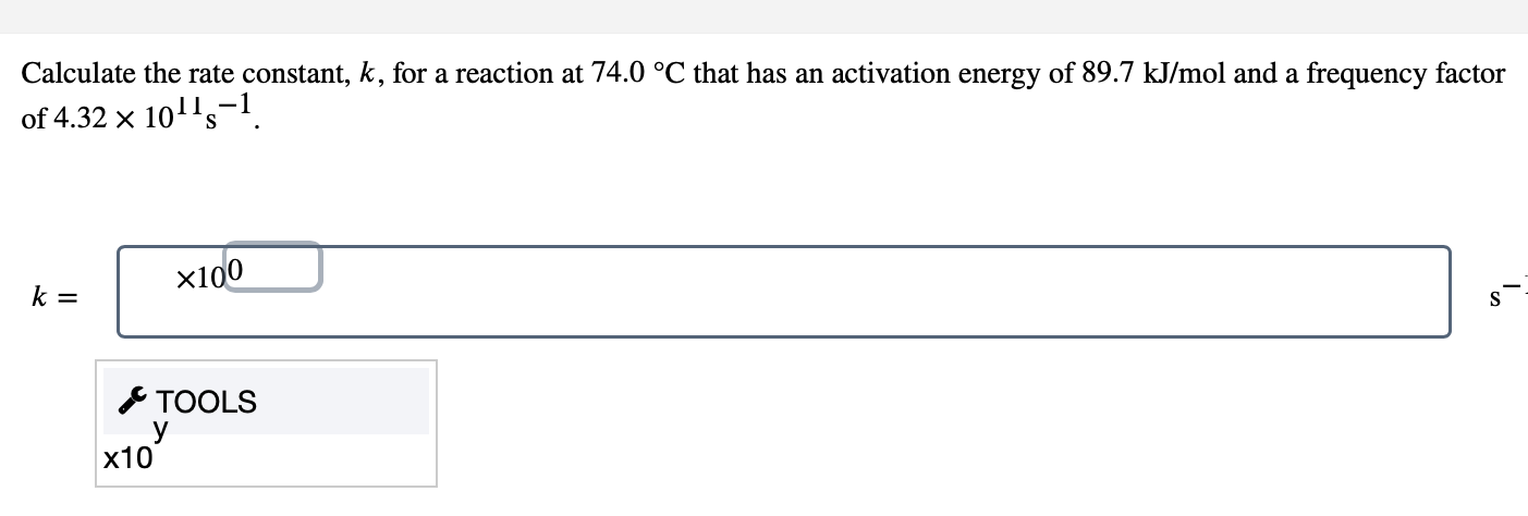 Solved Calculate the rate constant, k, for a reaction at | Chegg.com