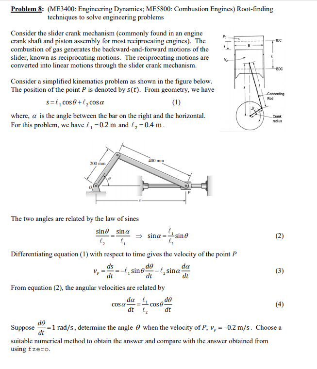 Solved Problem8: (ME3400: Engineering Dynamics; ME5800: | Chegg.com