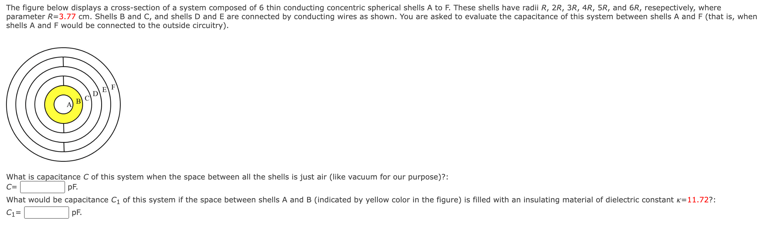 Solved shells A and F would be connected to the outside | Chegg.com