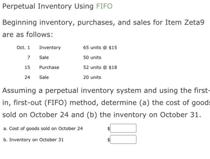 Solved Perpetual Inventory Using FIFO Beginning inventory, | Chegg.com