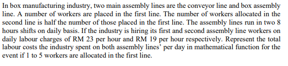 Solved In box manufacturing industry, two main assembly | Chegg.com