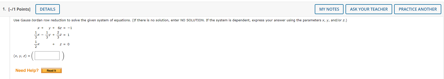 Use Gauss-Jordan row reduction to solve the given | Chegg.com