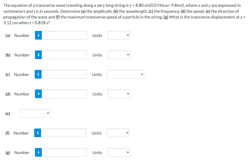 Solved The equation of a transverse wave traveling along a | Chegg.com