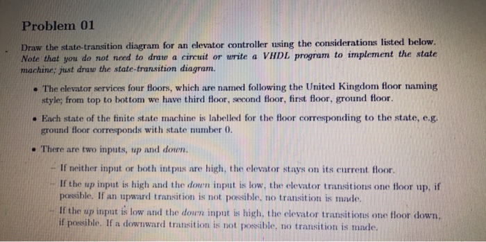 Solved Draw the state-transition diagram for an elevator | Chegg.com
