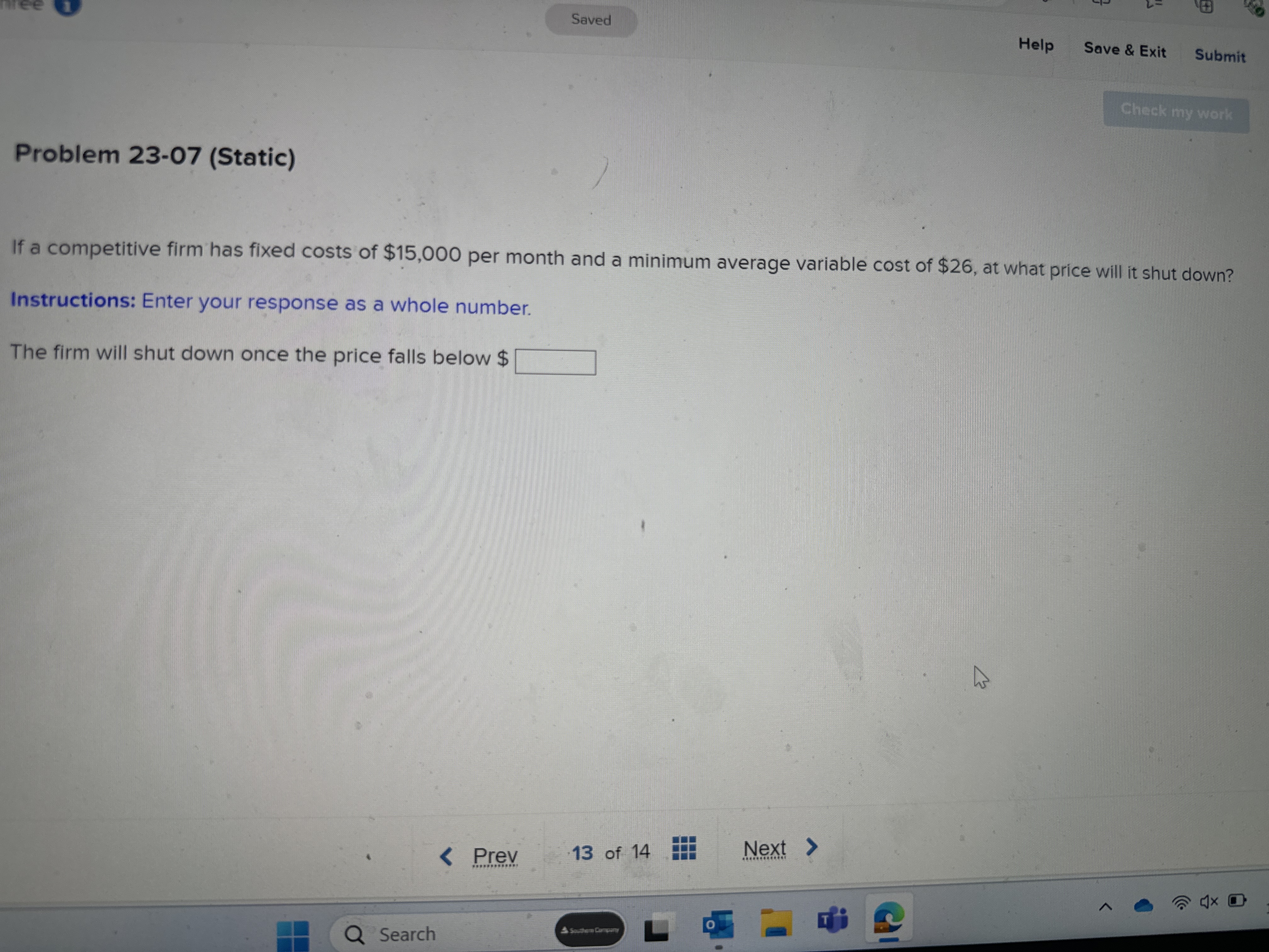 High Quality SOLUTION Problem 23-07 (Static)If a competitive firm has fixed | Chegg.com