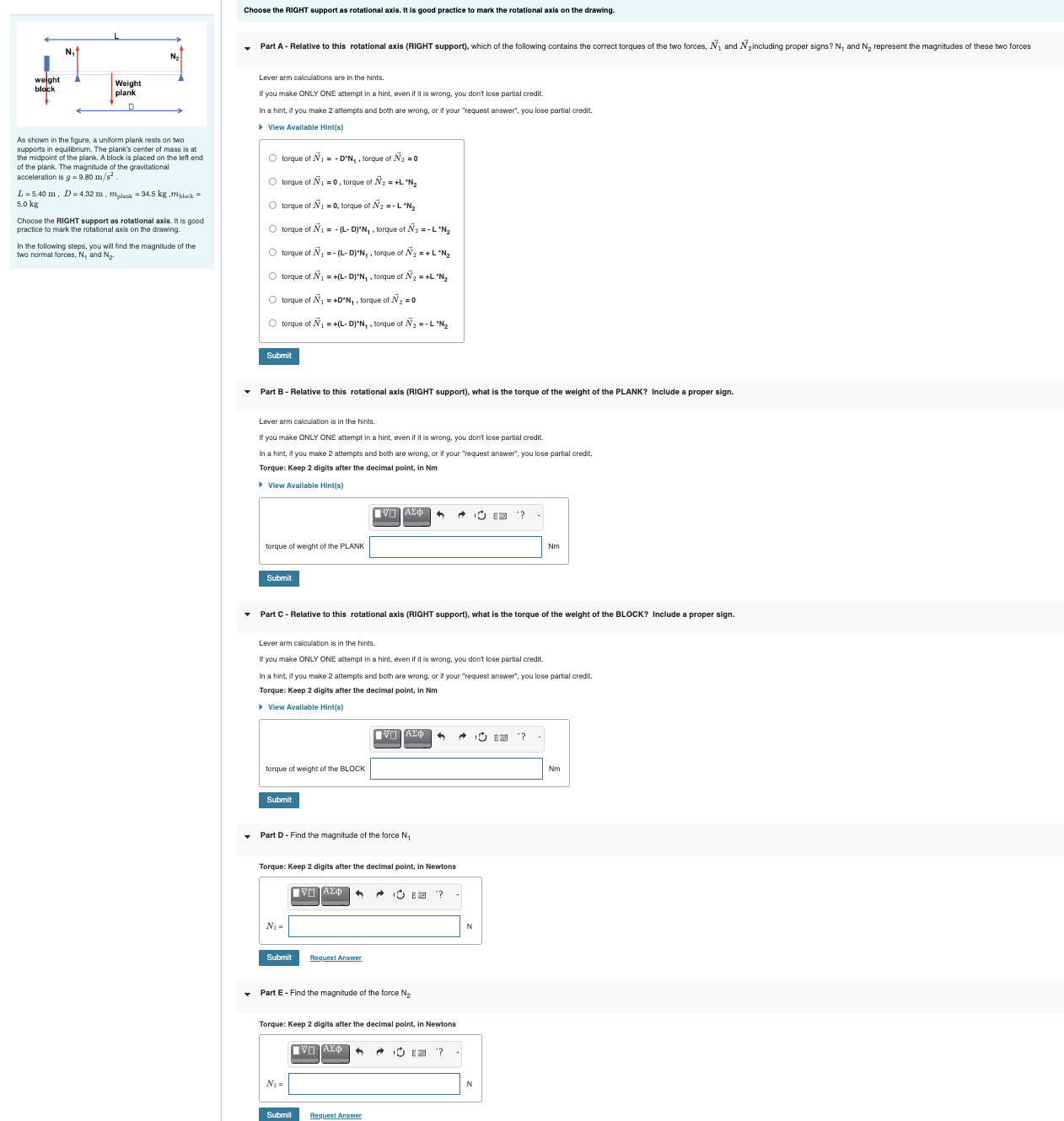 Solved Lever arm calculations are in the hints. If you make | Chegg.com