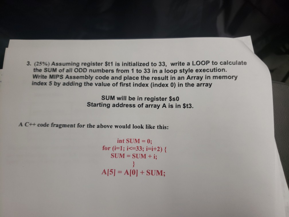 Solved 3. (25%) Assuming register $t1 is initialized to 33. | Chegg.com