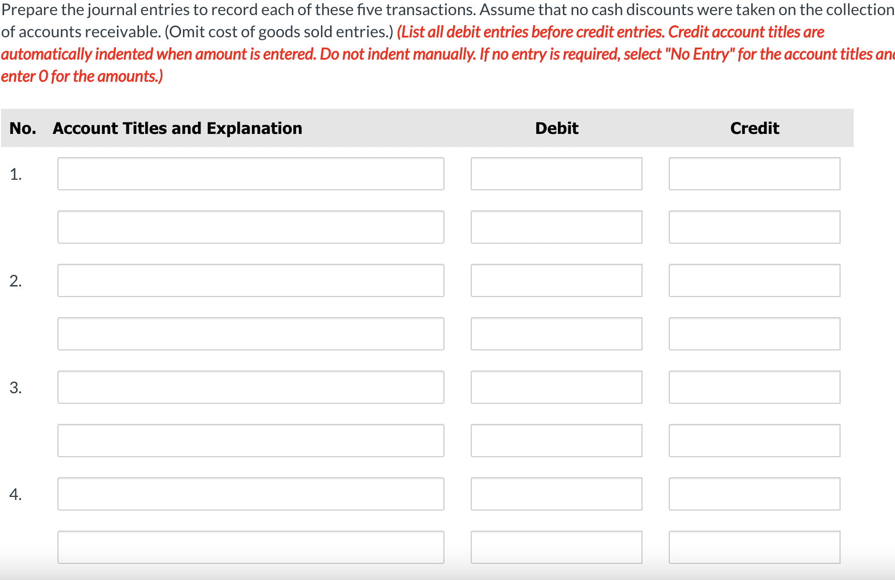 Solved 4. 5. (To reinstate account previously written off) | Chegg.com