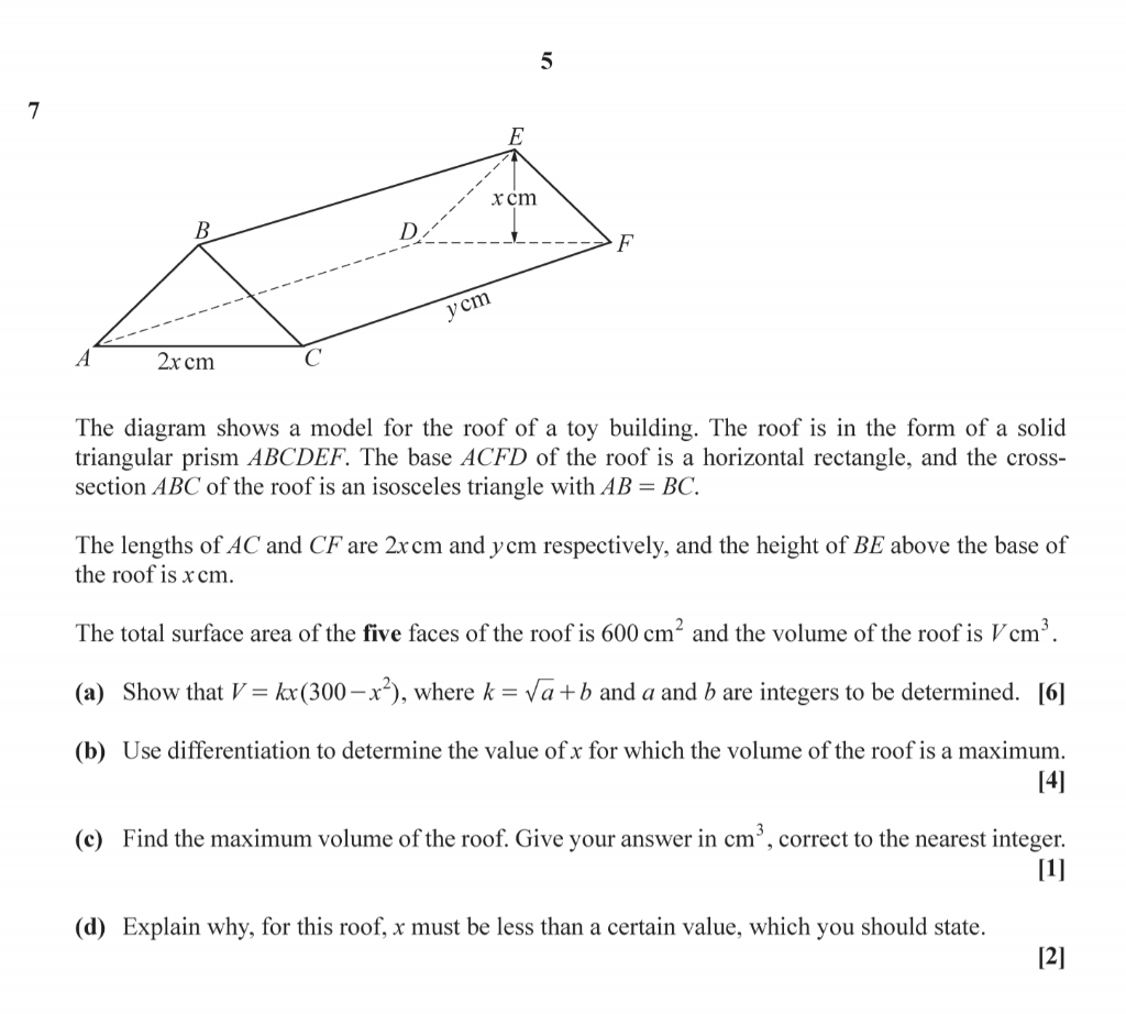 Solved The diagram shows a model for the roof of a toy | Chegg.com