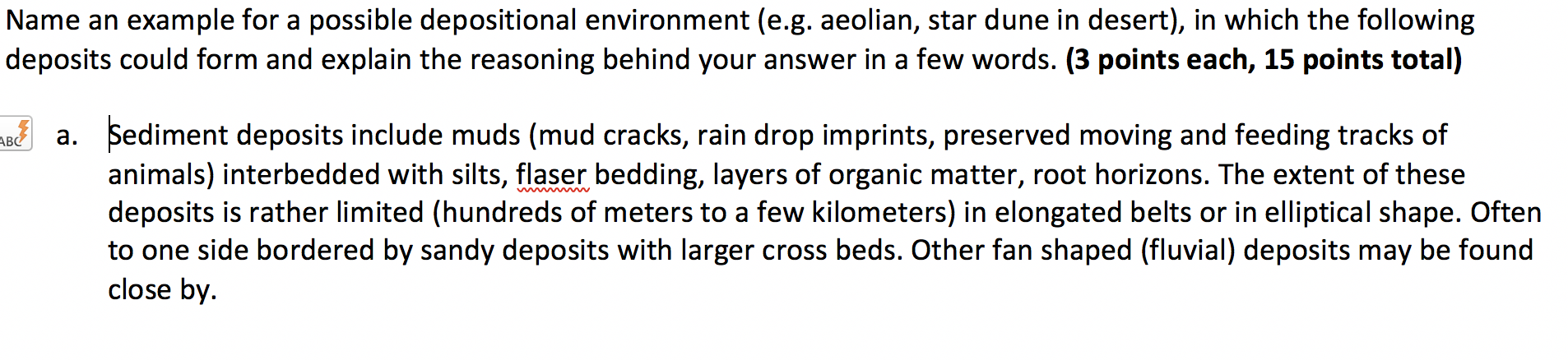 Solved Name an example for a possible depositional | Chegg.com