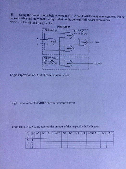 Solved 121 Using the circuit shown below, write the SUM and | Chegg.com