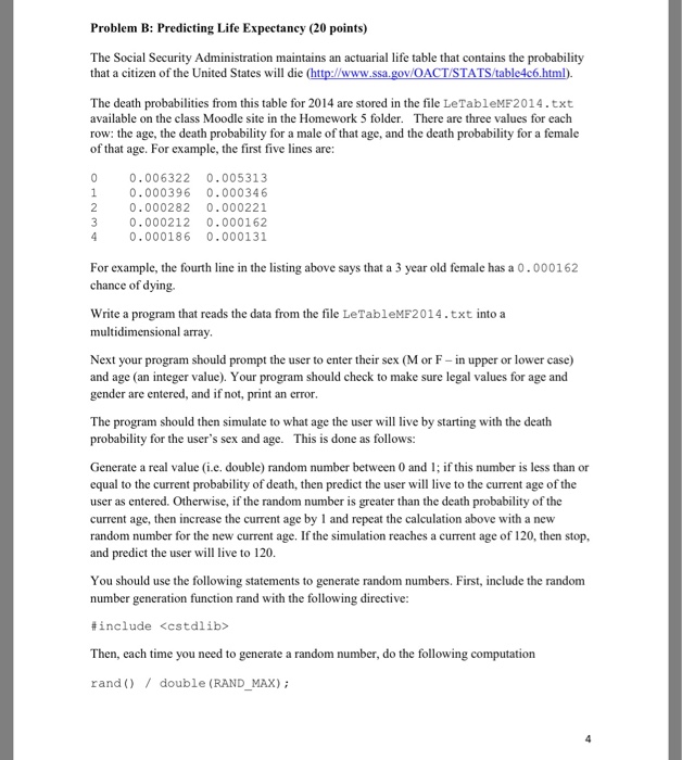 Solved Problem B: Predicting Life Expectancy (20 points) The | Chegg.com