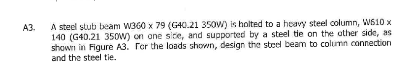 Solved A steel stub beam W360 ×79 (G40.21 350W) is bolted to | Chegg.com