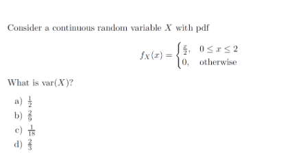 Solved Consider a continuous random variable X with pdf | Chegg.com