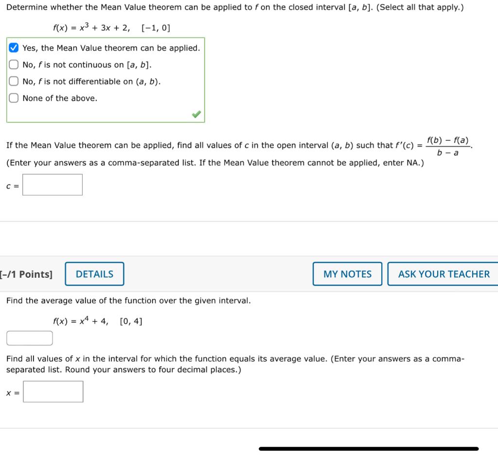 Solved f(x)=x3+3x+2,[−1,0] Yes, the Mean Value theorem can | Chegg.com