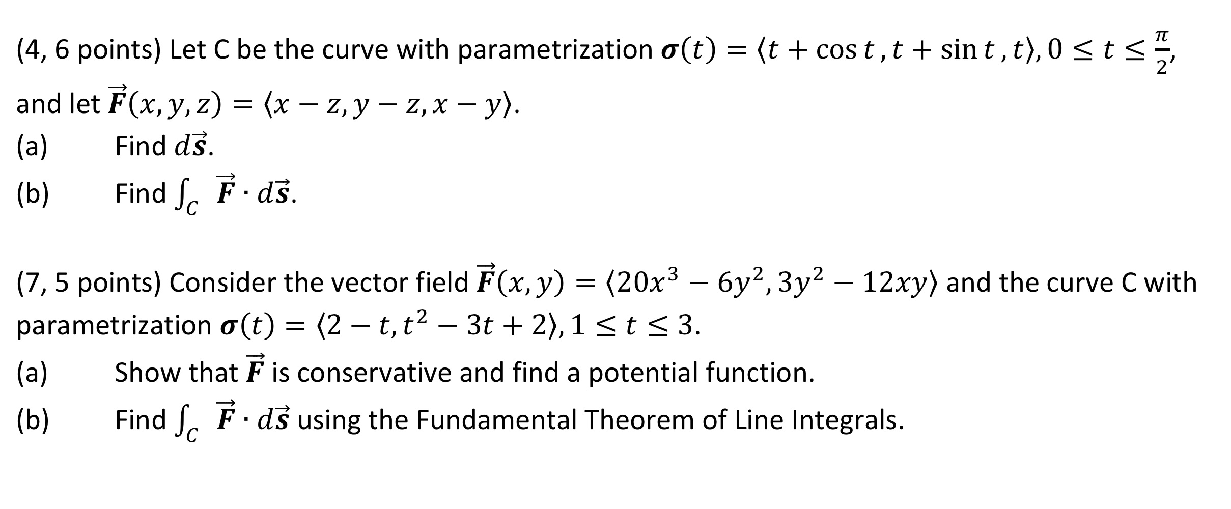 Solved (4,6 points) Let C be the curve with parametrization | Chegg.com