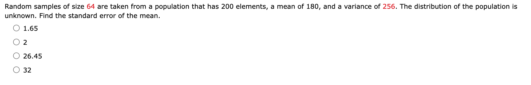 Solved Random samples of size 64 are taken from a population | Chegg.com