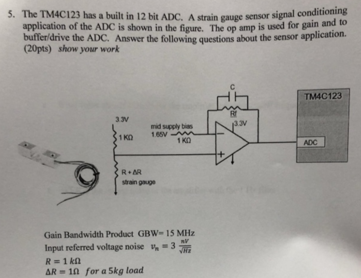Solved 5. The TM4C123 has a built in 12 bit ADC. A strain | Chegg.com