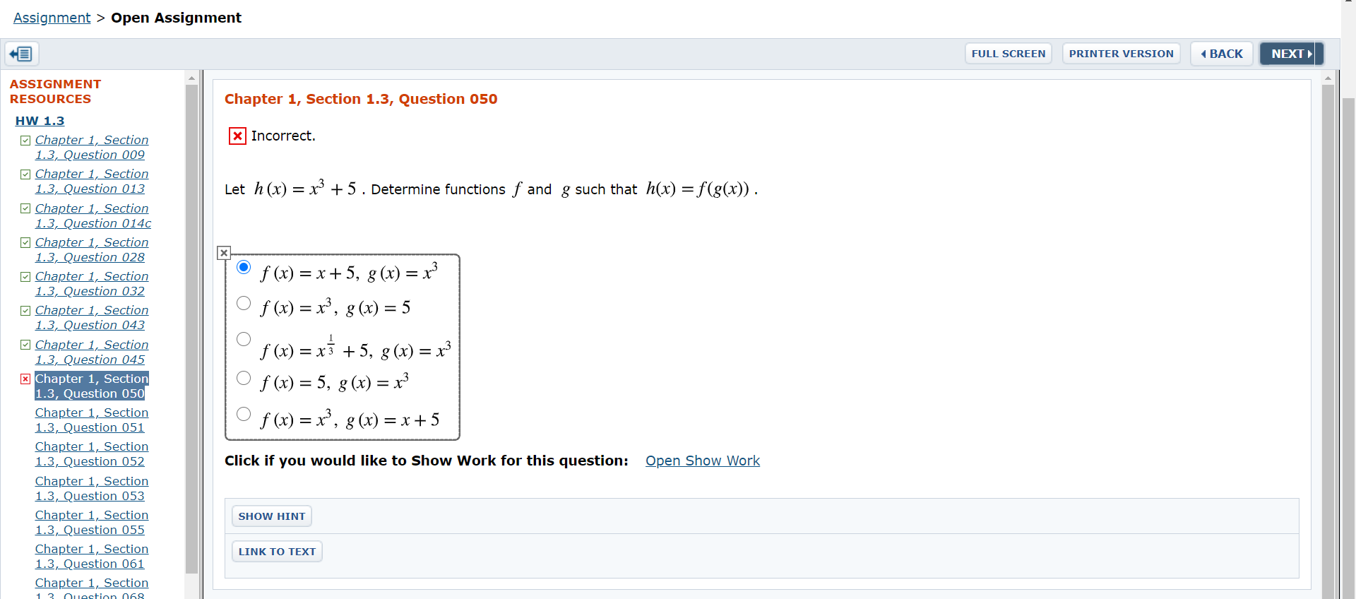 Solved Assignment > Open Assignment FULL SCREEN PRINTER | Chegg.com