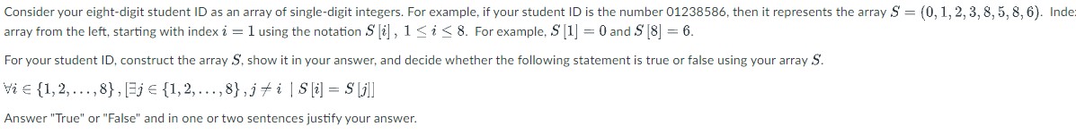 Solved Consider your eight-digit student ID as an array of | Chegg.com