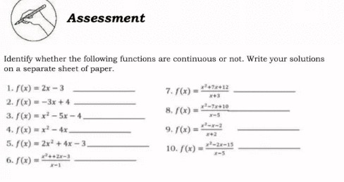 Solved Assessment Identify whether the following functions | Chegg.com