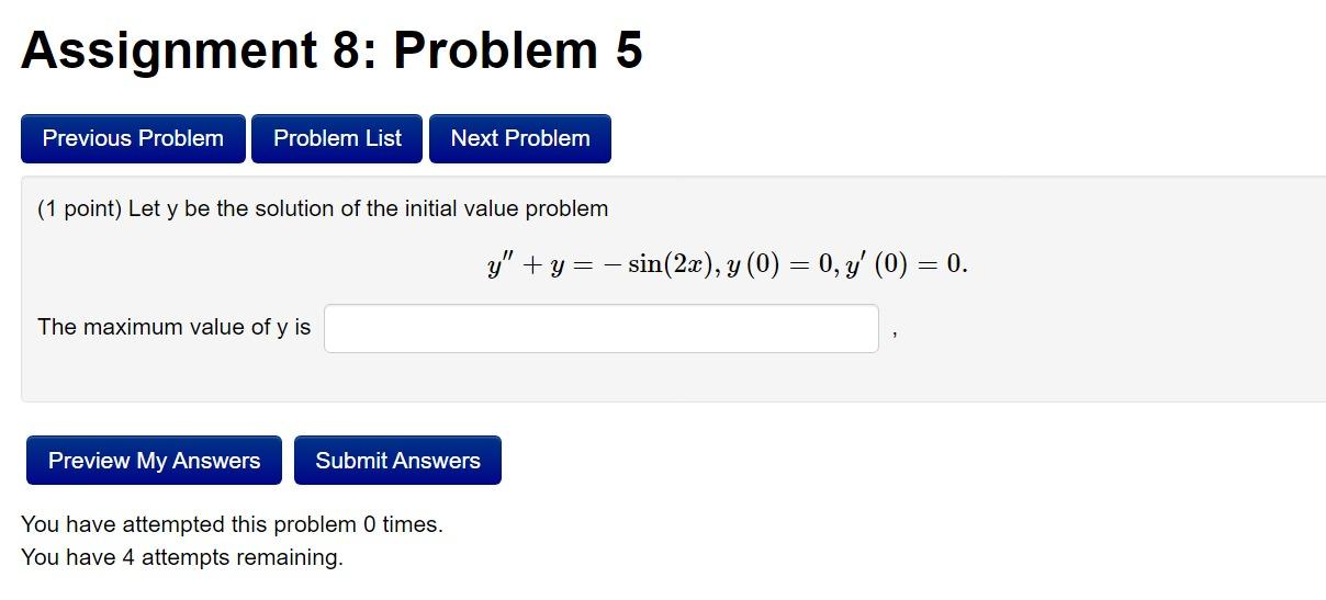 Solved Assignment 8: Problem 5 Previous Problem Problem List | Chegg.com