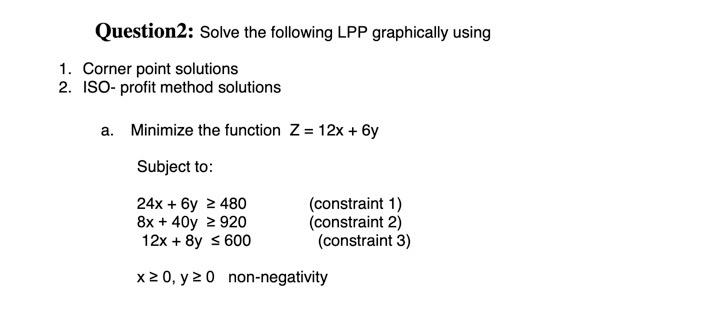 Solved Question2: Solve the following LPP graphically using | Chegg.com