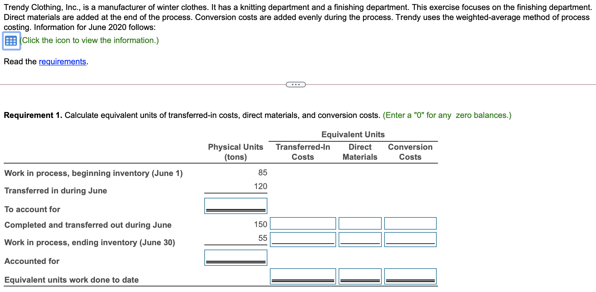 Solved Х Data table A B С D E Physical Units (tons) | Chegg.com