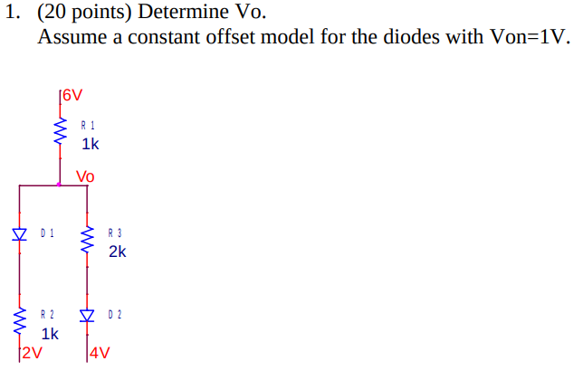 Solved 1. (20 points) Determine Vo. Assume a constant offset | Chegg.com