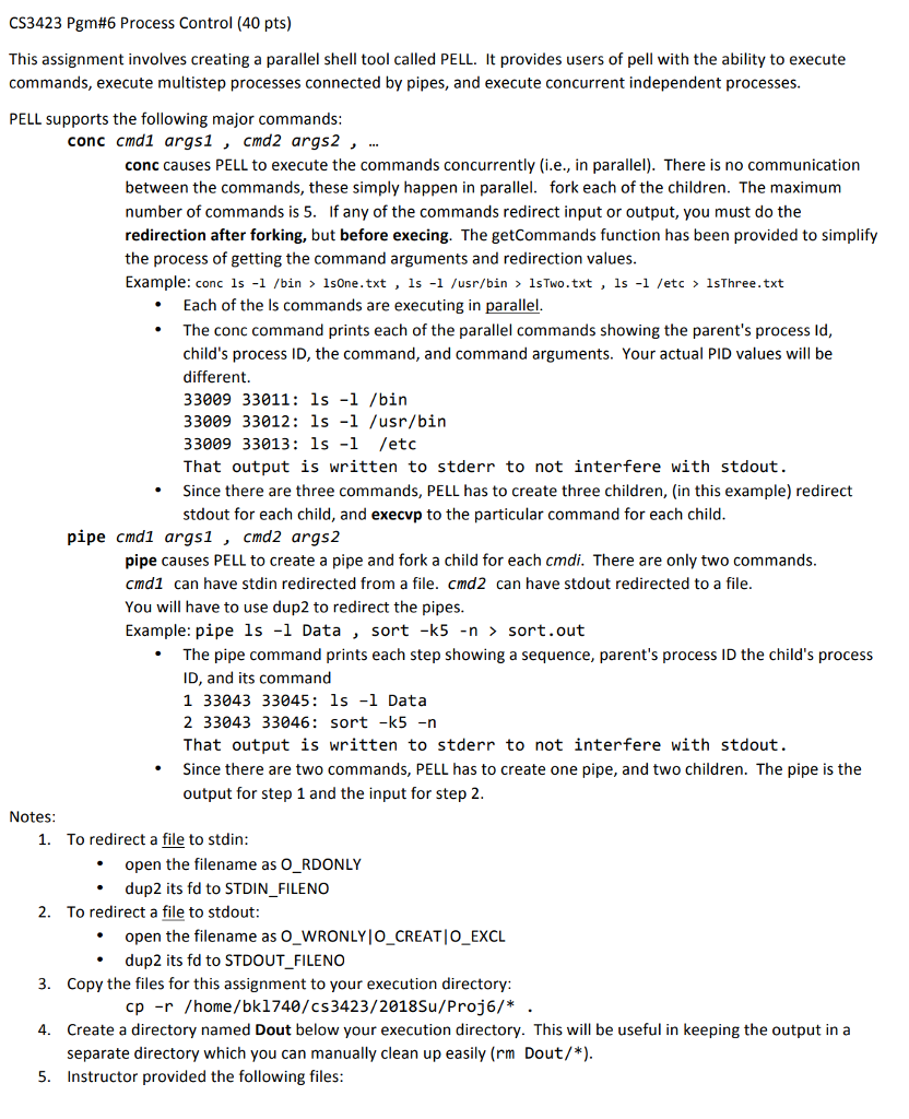 Solved CS3423 Pgm#6 Process Control (40 pts) This assignment | Chegg.com