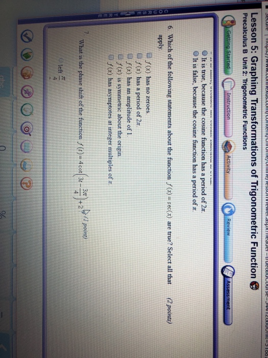 Solved Lesson 5: Graphing Transformations of Trigonometric | Chegg.com