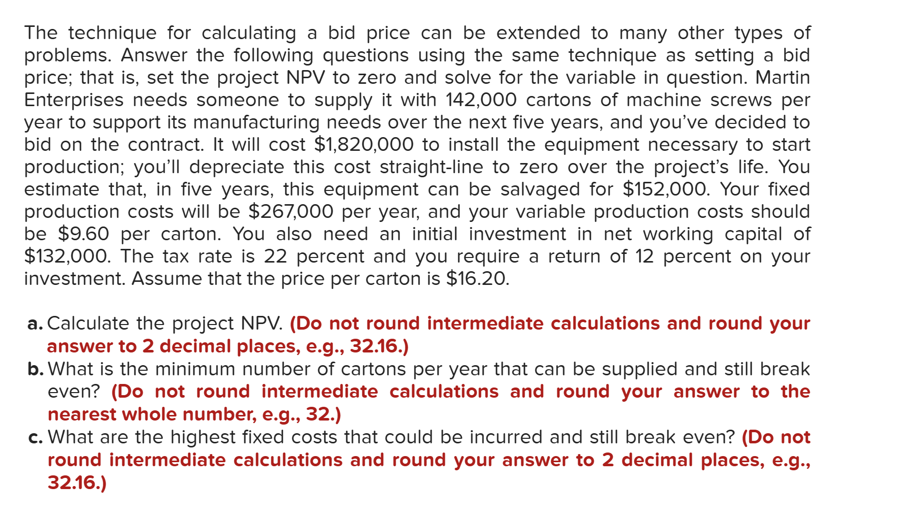 Solved The technique for calculating a bid price can be | Chegg.com