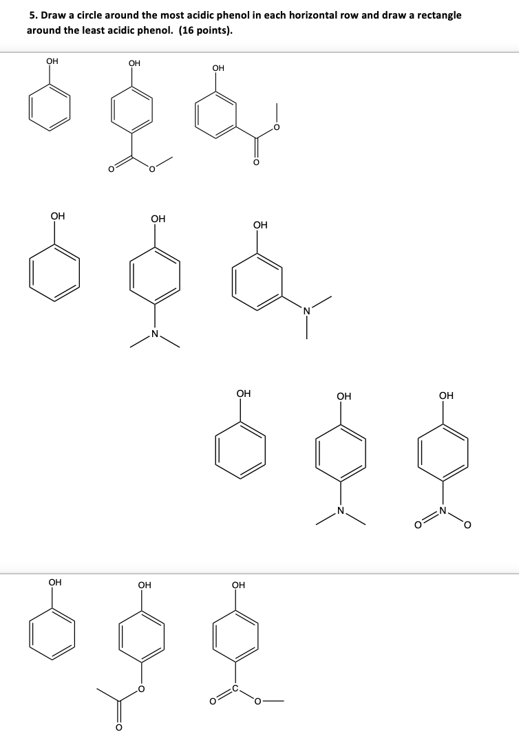 Solved 5. Draw a circle around the most acidic phenol in | Chegg.com