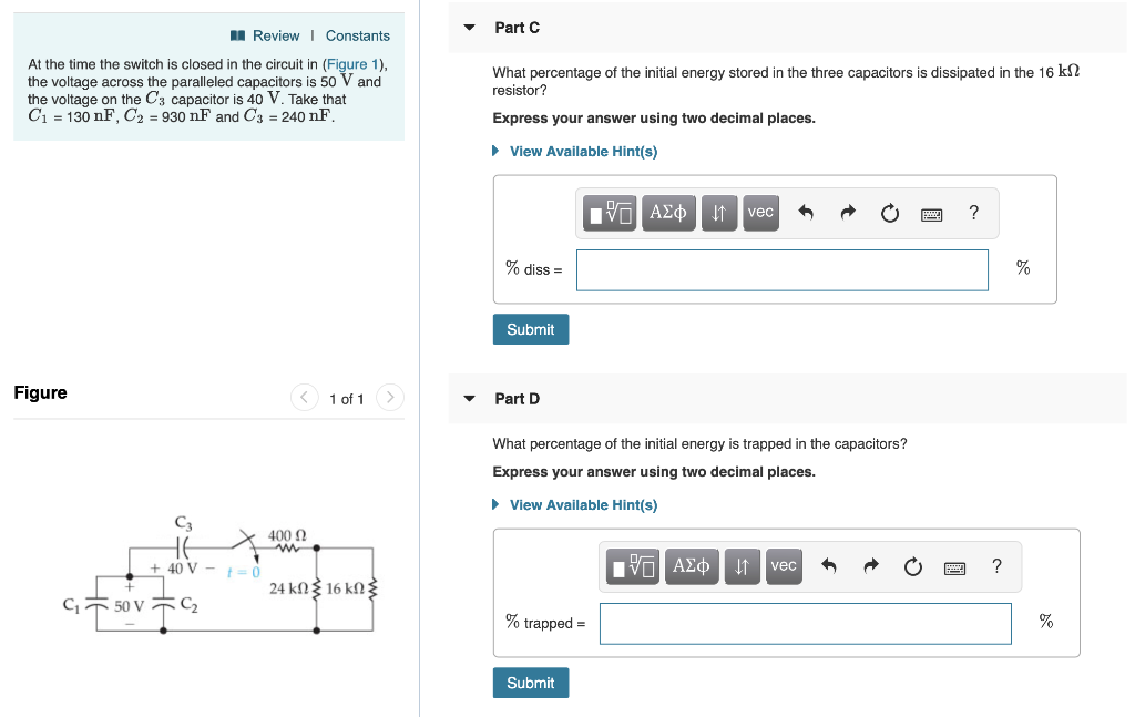 Solved ReviewI Constants Part A At the time the switch is | Chegg.com