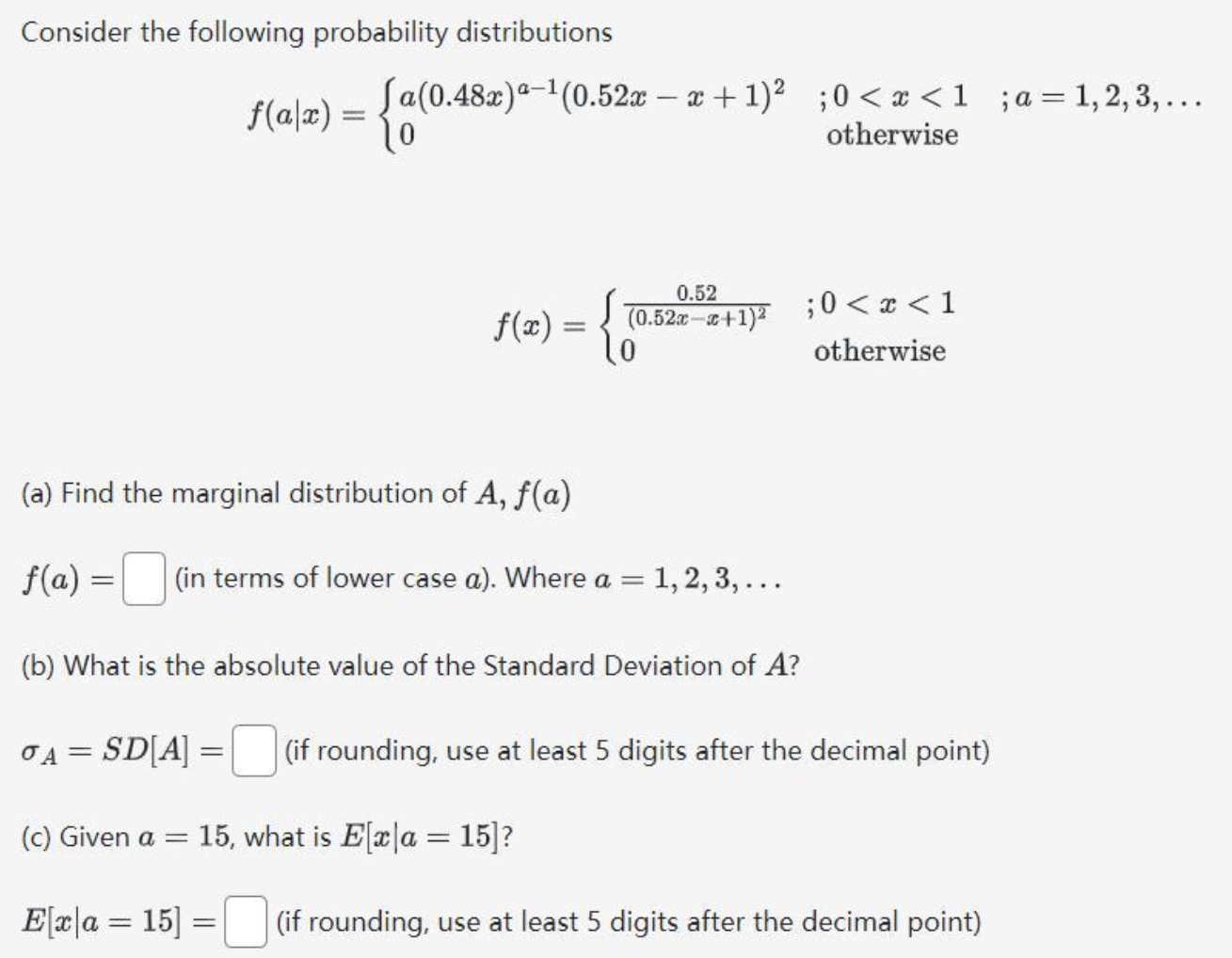 Solved Consider the following probability | Chegg.com