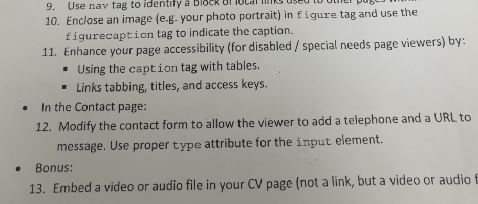 9. Use nav tag to identity a 10. Enclose an image | Chegg.com