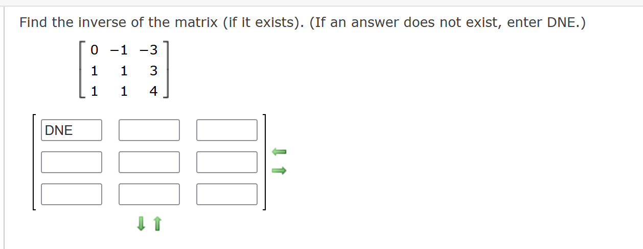 Solved Find the inverse of the matrix (if it exists). (If an | Chegg.com