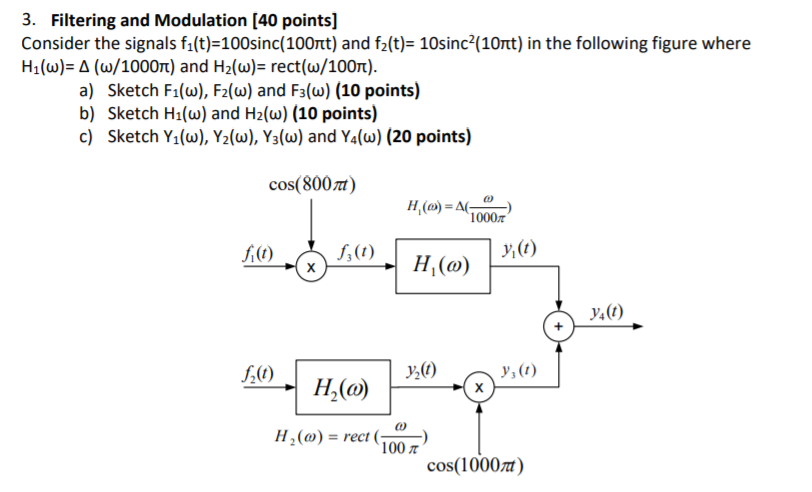 Solved 3. Filtering and Modulation (40 points) Consider the | Chegg.com
