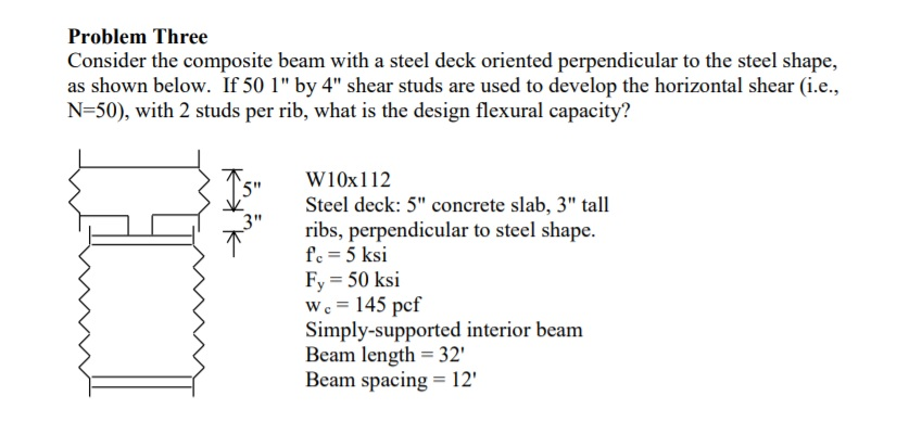Problem Three Consider the composite beam with a | Chegg.com