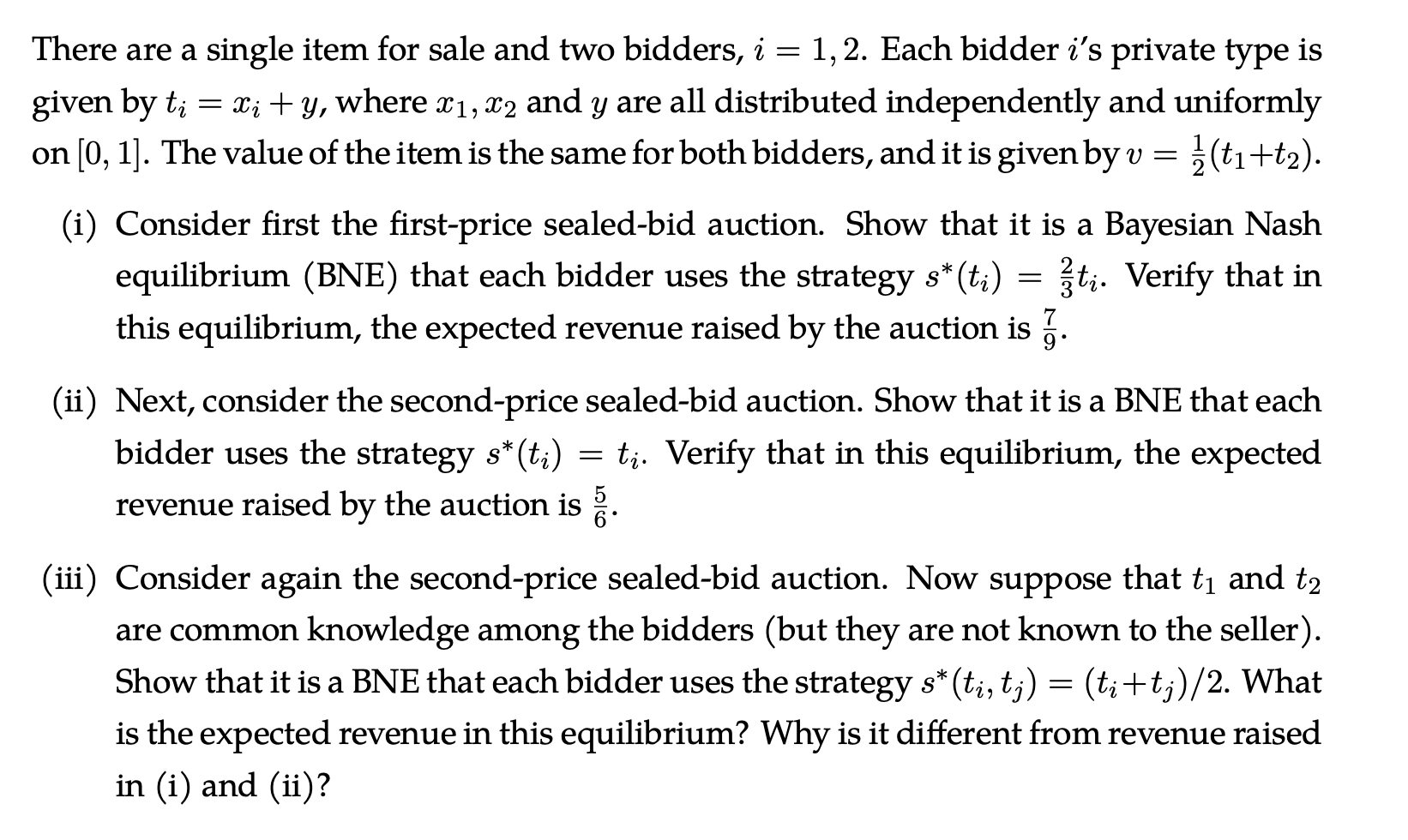 Solved There are a single item for sale and two bidders, | Chegg.com
