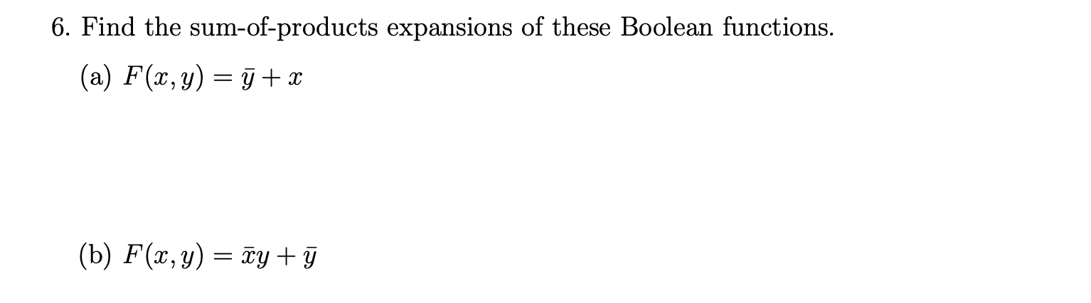 Solved 6 Find The Sum Of Products Expansions Of These