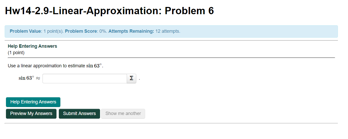 Solved Hw14-2.9-Linear-Approximation: Problem 6 Problem | Chegg.com