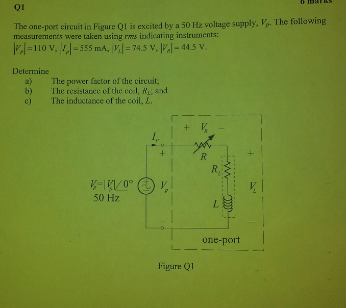 Solved o maPRS 01 The one-port circuit in Figure Q1 is | Chegg.com
