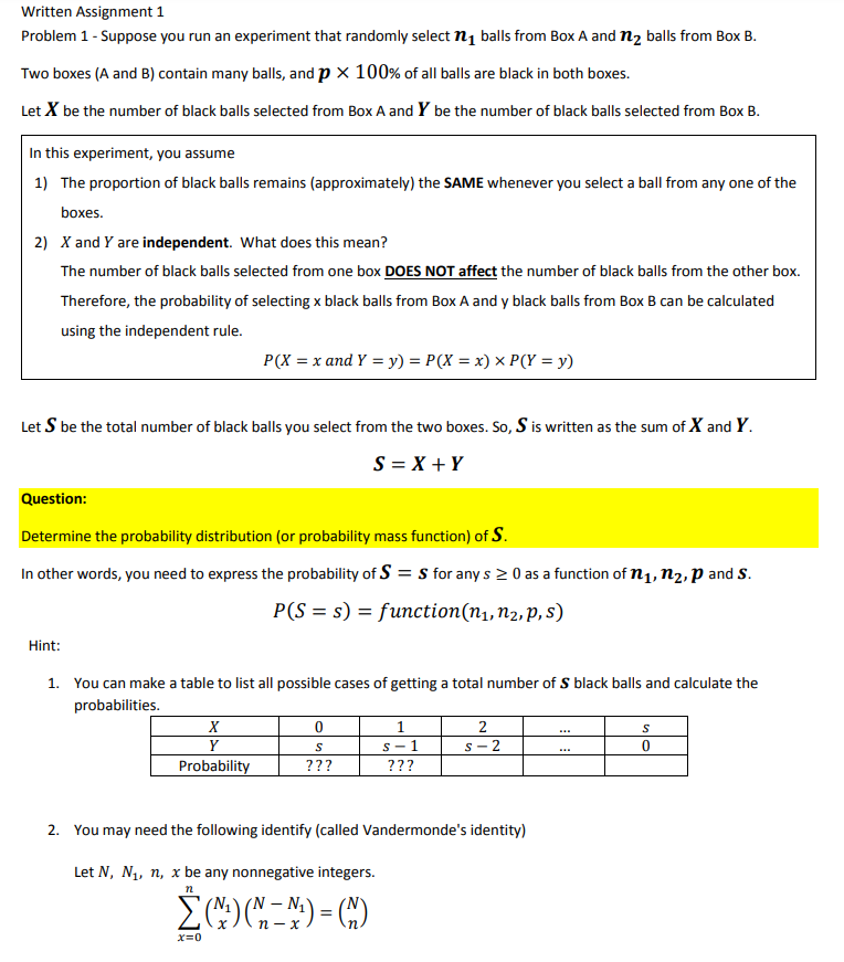 Written Assignment 1 Problem 1 - Suppose you run an | Chegg.com